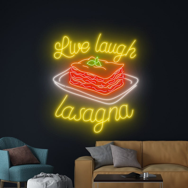 Handmadetneonsign Life Laugh Lasagna Neon Sign, Lasagna Wall Art Decor ...