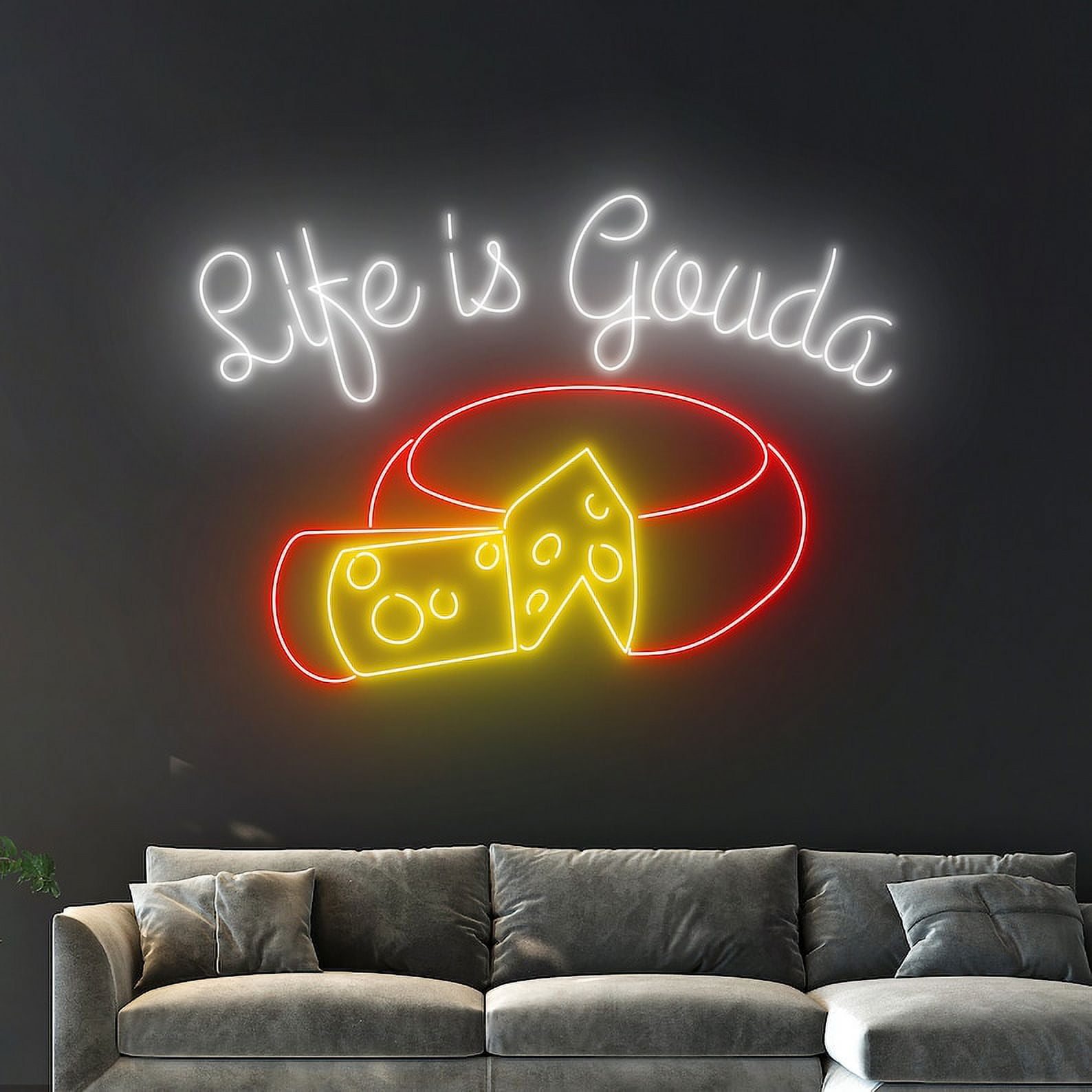 Handmadetneonsign Life is Gouda Neon Sign, Cheese Neon Led Wall Art ...