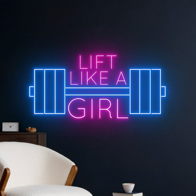 Handmadetneonsign Lift Like A Girl Neon Sign, Dumbbell LED Sign ...