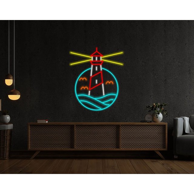Handmadetneonsign Lighthouse Neon Sign, Lighthouse Beacons Led Sign ...