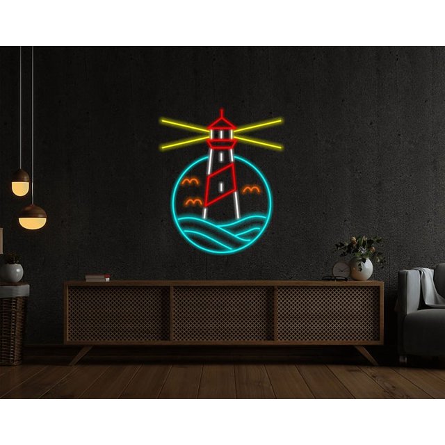 Handmadetneonsign Lighthouse Neon Sign, Lighthouse Beacons Led Sign ...