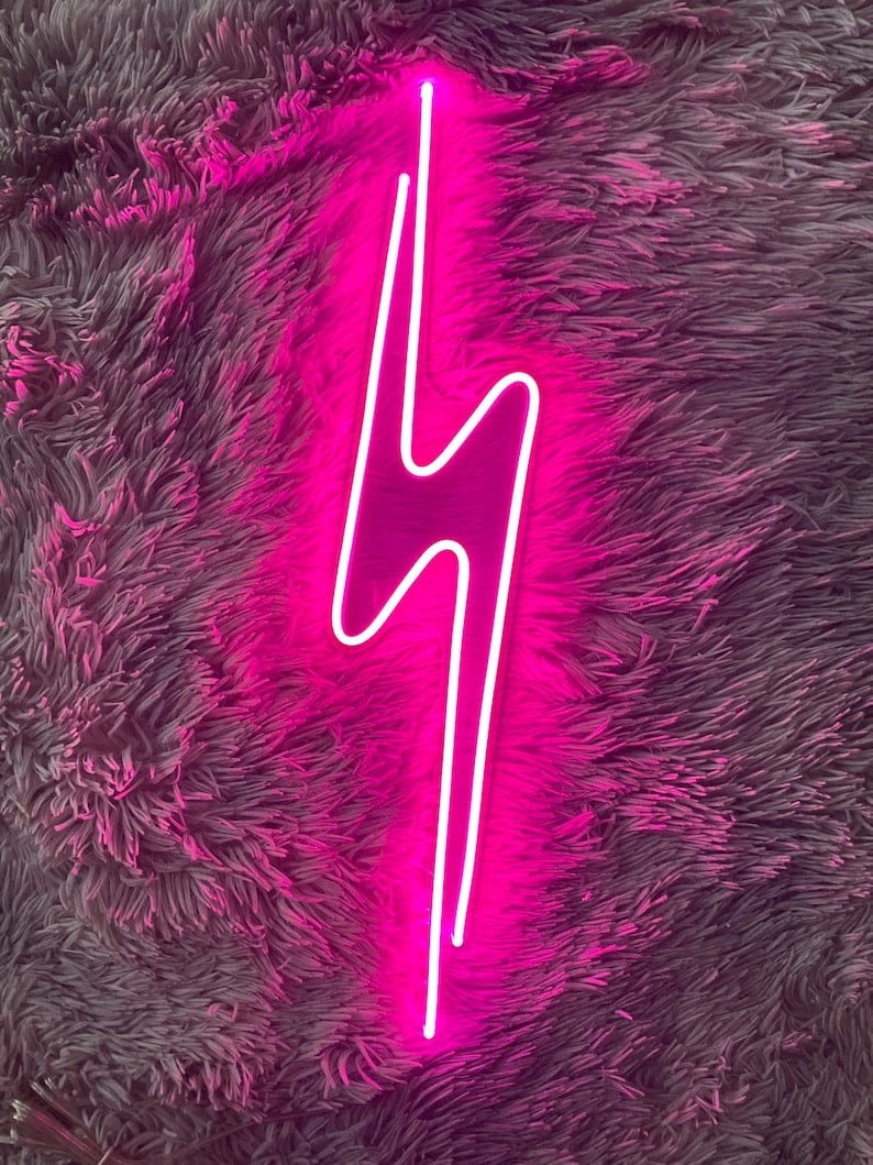 Handmadetneonsign Lightning Bolt LED Neon Sign, Lightning Custom Neon ...