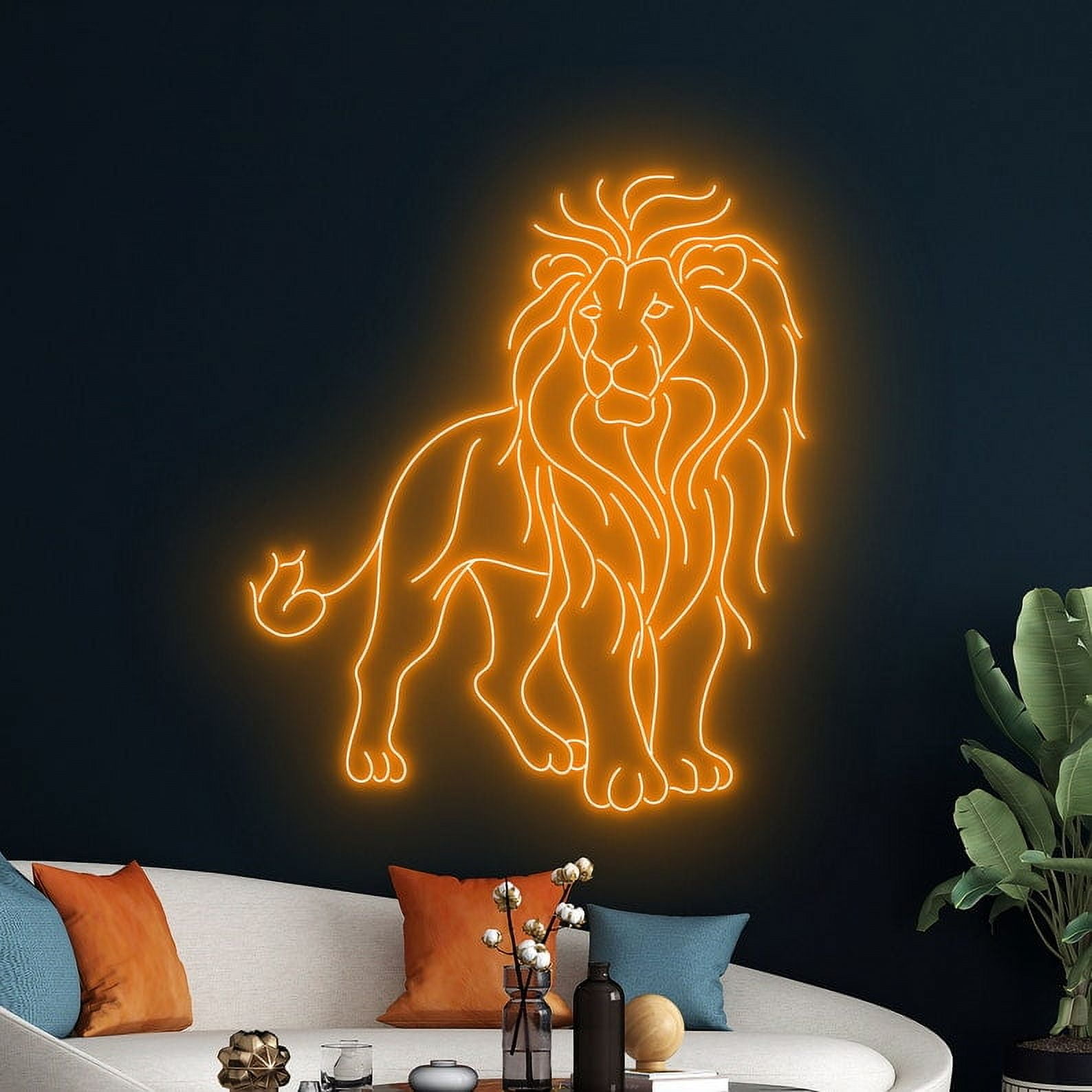 Handmadetneonsign Lion Neon Sign, Lion Animal Room Wall Art Decor, Wild ...