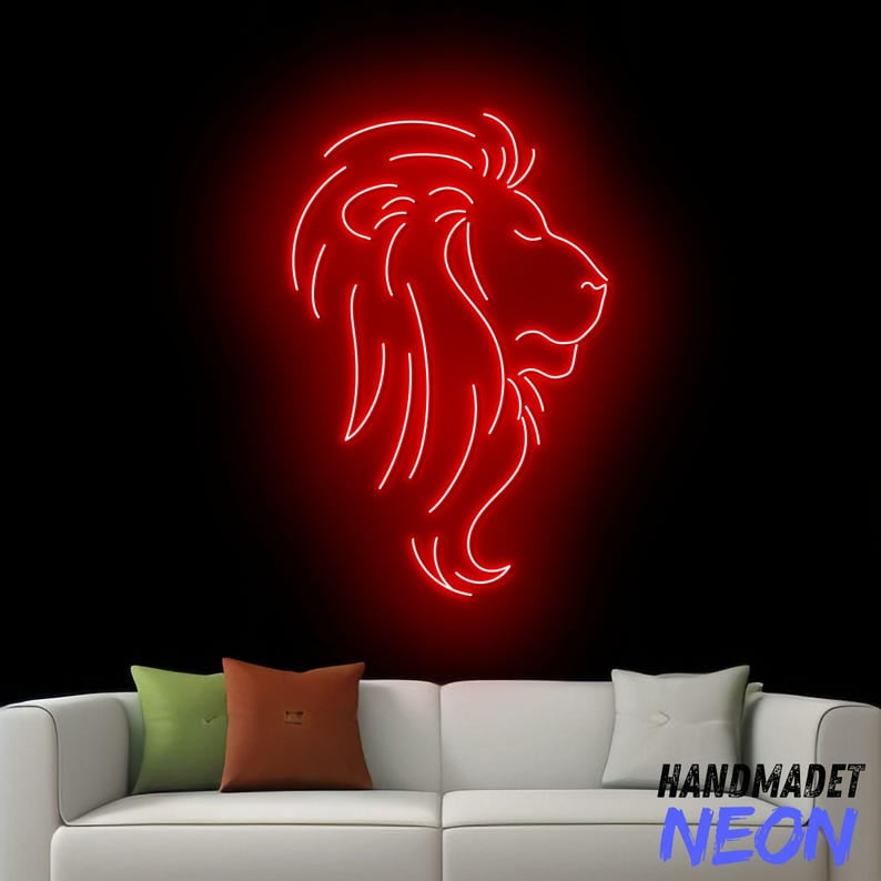 Handmadetneonsign Lion Neon Sign, Lion Head Led Sign, Lion Wildlife ...