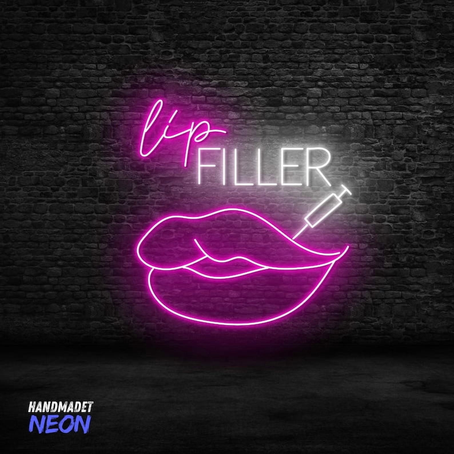 Handmadetneonsign Lip Filler Neon Sign, LED Wall Light for Aesthetic ...
