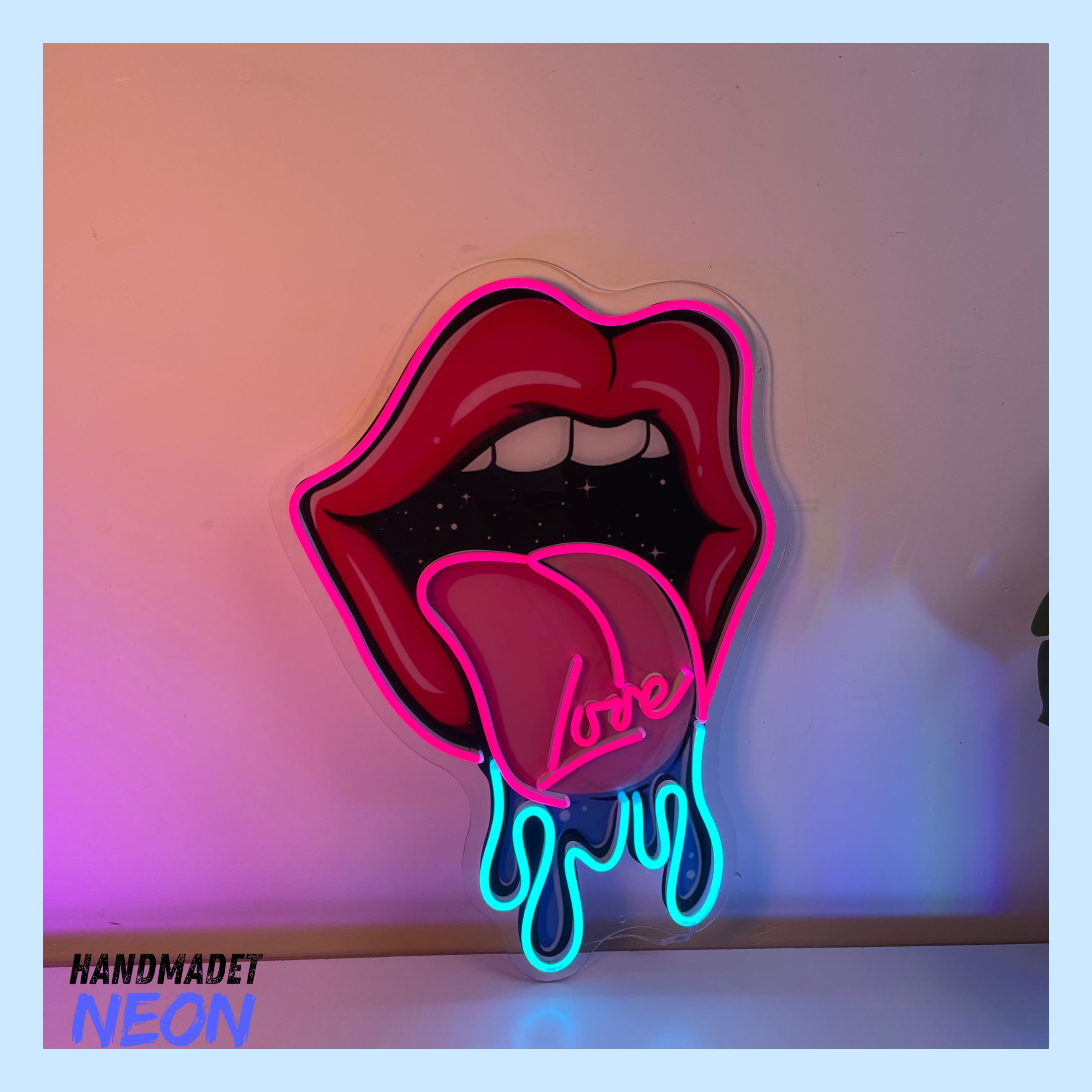 Handmadetneonsign Lips And Tongue Acrylic Neon Sign, Lips Dripping Led ...