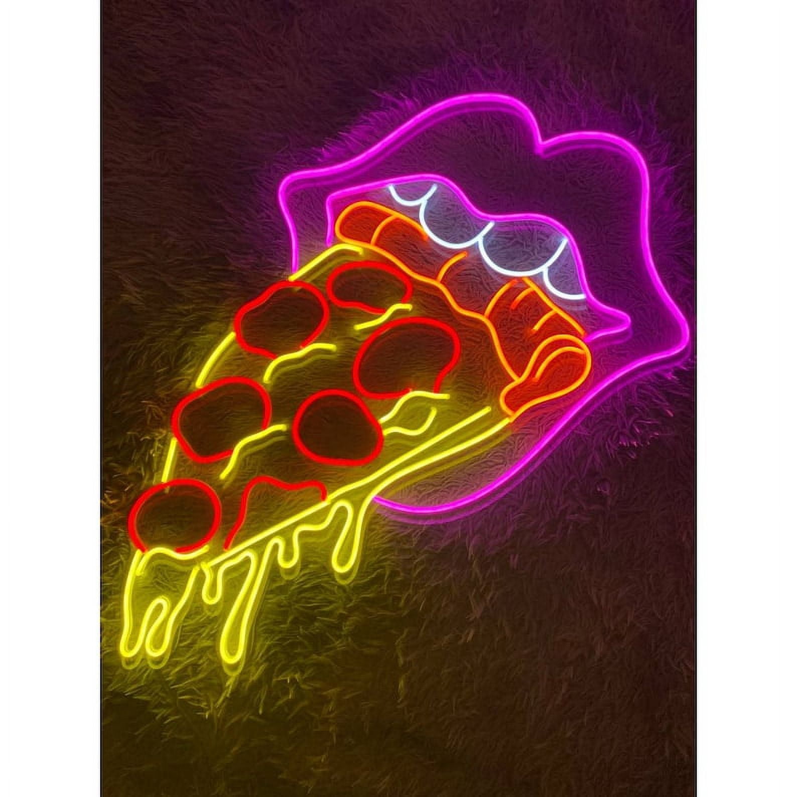 Handmadetneonsign Lips Eating Pizza Wall Art, Italian Food Wall Decor ...