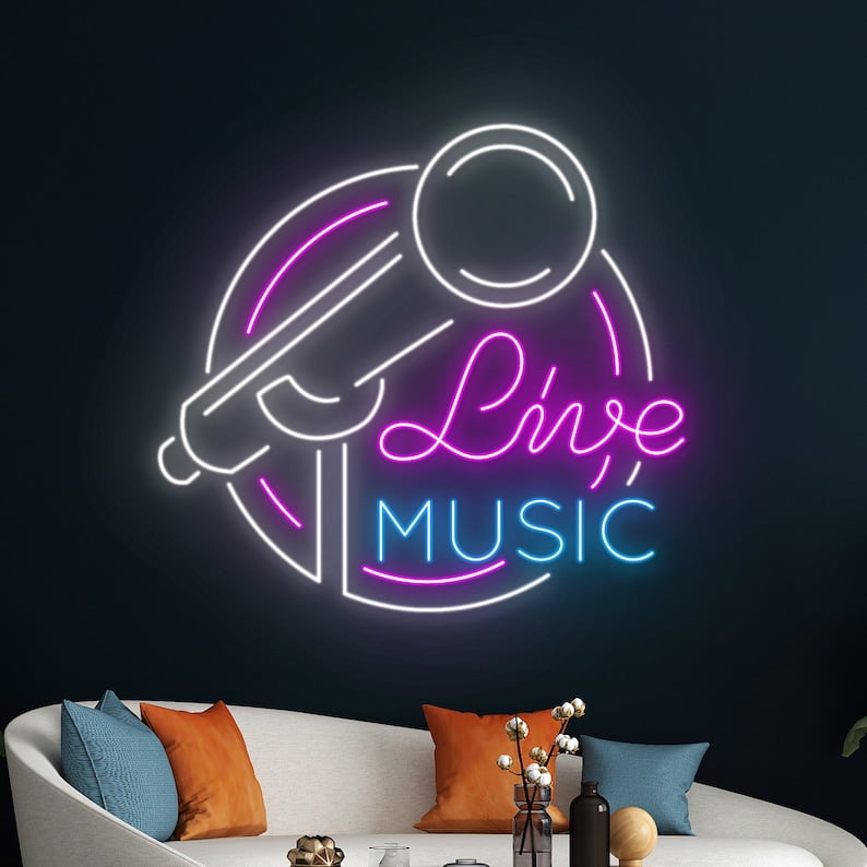 Handmadetneonsign Live Music Neon Light, Karaoke Led Sign, Karaoke Led ...