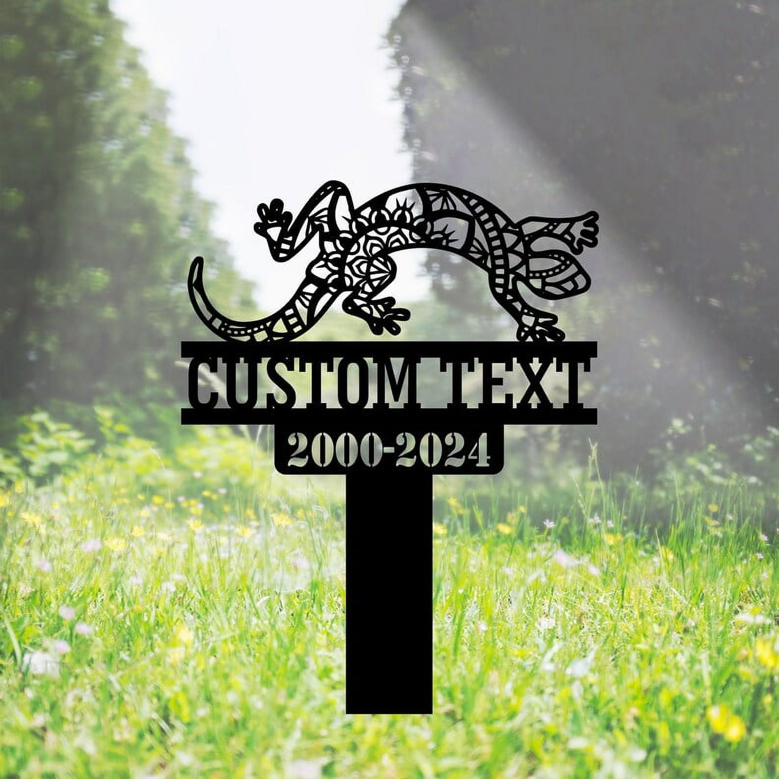 Handmadetneonsign Lizard Memorial Metal With Stake, Lizard Metal Name ...