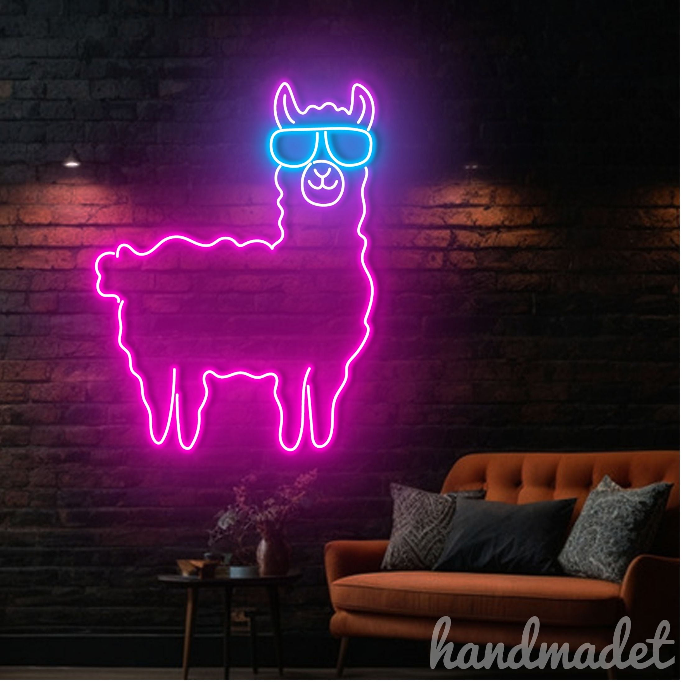 Handmadetneonsign Llama Neon Sign, Alpaca Wall Art Decor, Wild Life Led ...
