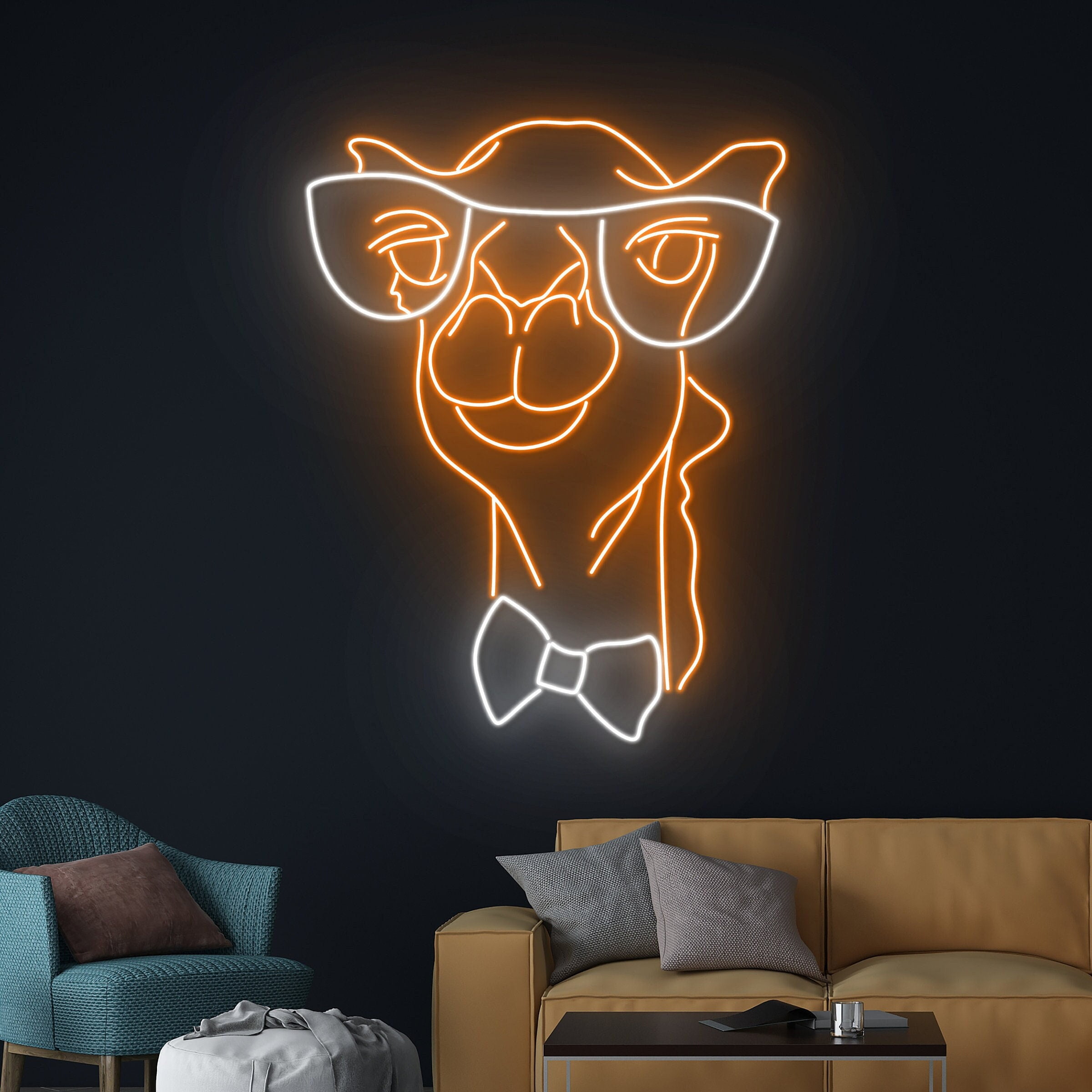 Handmadetneonsign Llama Neon Sign, Llama Neon Light, Llama in Glasses ...