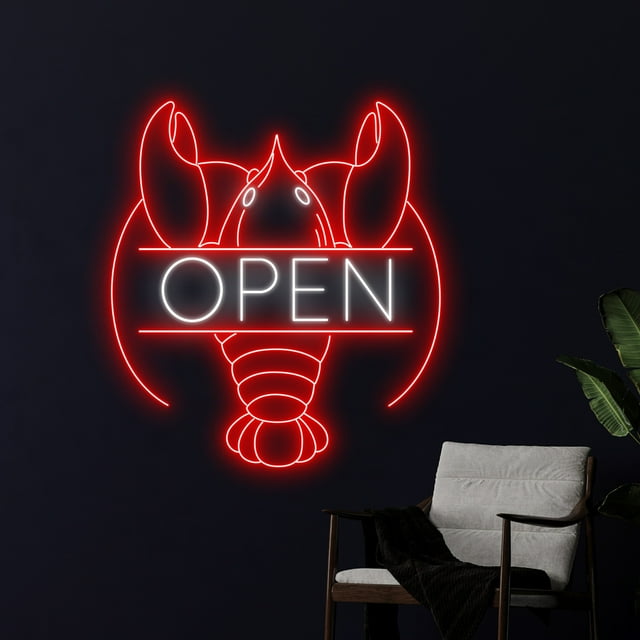 Handmadetneonsign Lobster Open Neon Sign, Open Lobster Led Sign ...