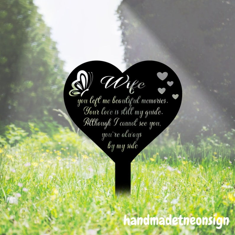 Handmadetneonsign Loss Of Wife Memorial Stake, Heart Garden Metal Stake ...