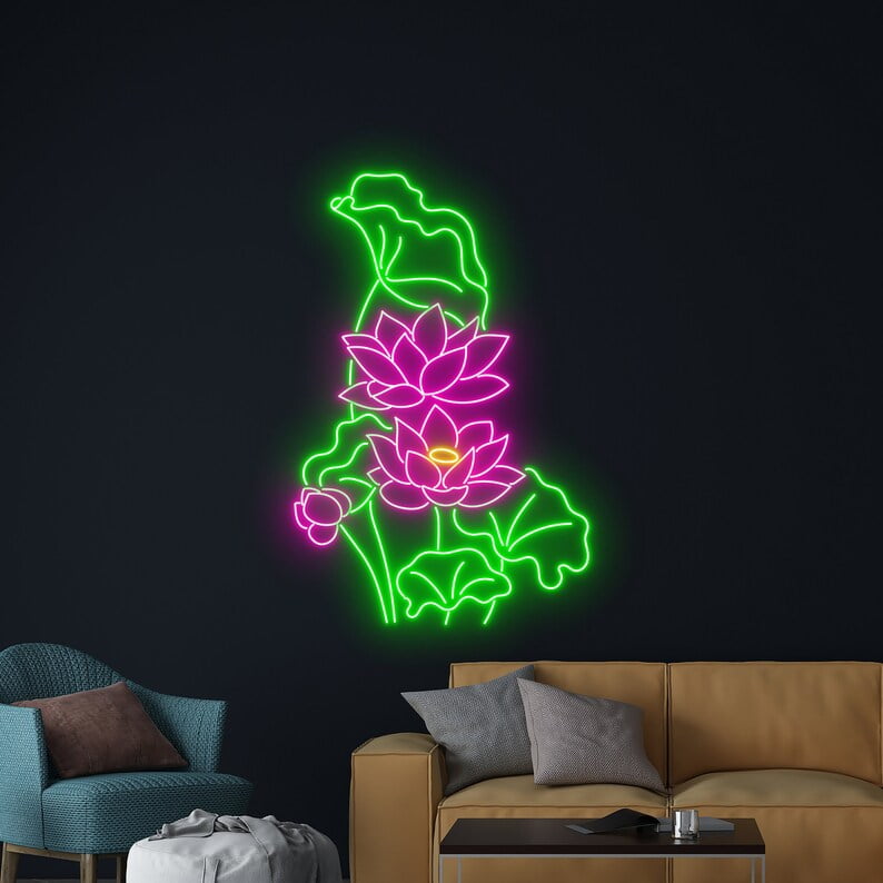 Handmadetneonsign Lotus Flower Neon Sign, Lotus Flower Neon Led Art ...