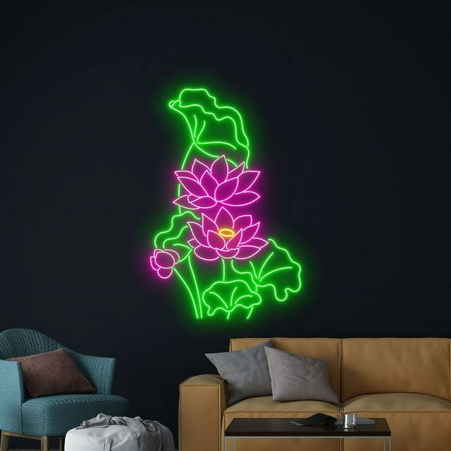 Handmadetneonsign Lotus Flower Neon Sign, Lotus Flower Neon Led Art ...