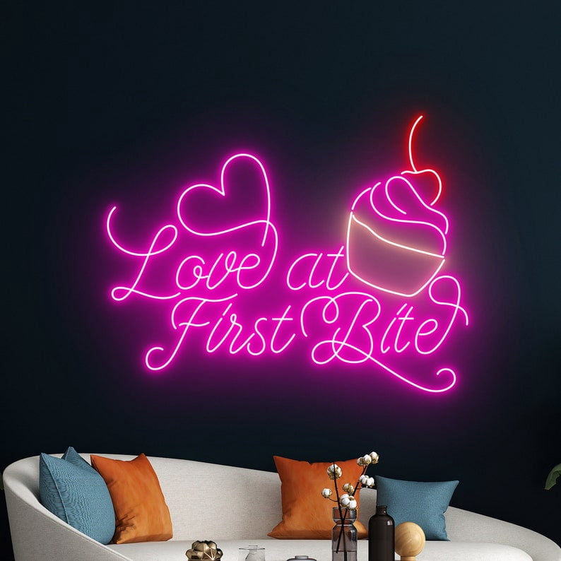 Handmadetneonsign Love At First Bite Neon Sign, Cupcake LED Sign ...
