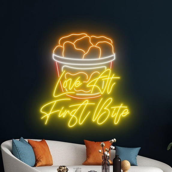Handmadetneonsign Love At First Bite Neon Sign, Nuggets LED Sign ...