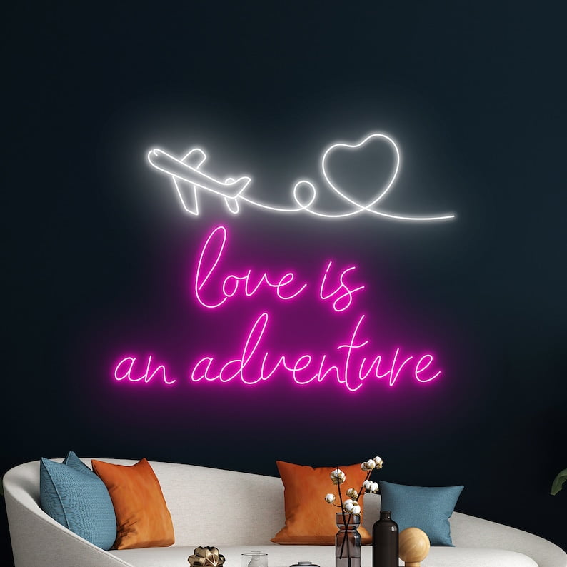 Handmadetneonsign Love Is An Adventure Neon Sign, AirPlane Led Sign ...