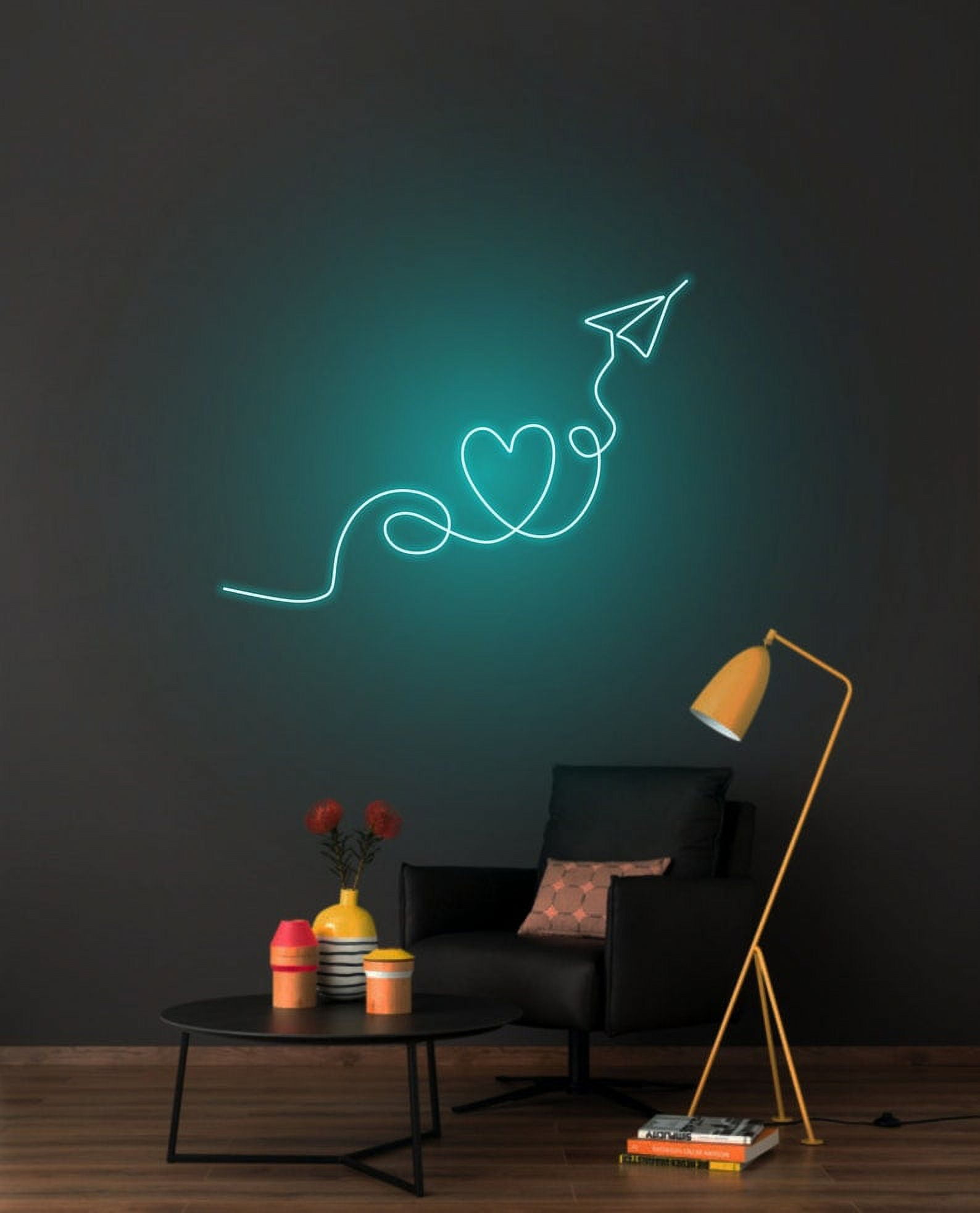 Handmadetneonsign Love Paper airplane neon sign, Love Paper Plane wall ...
