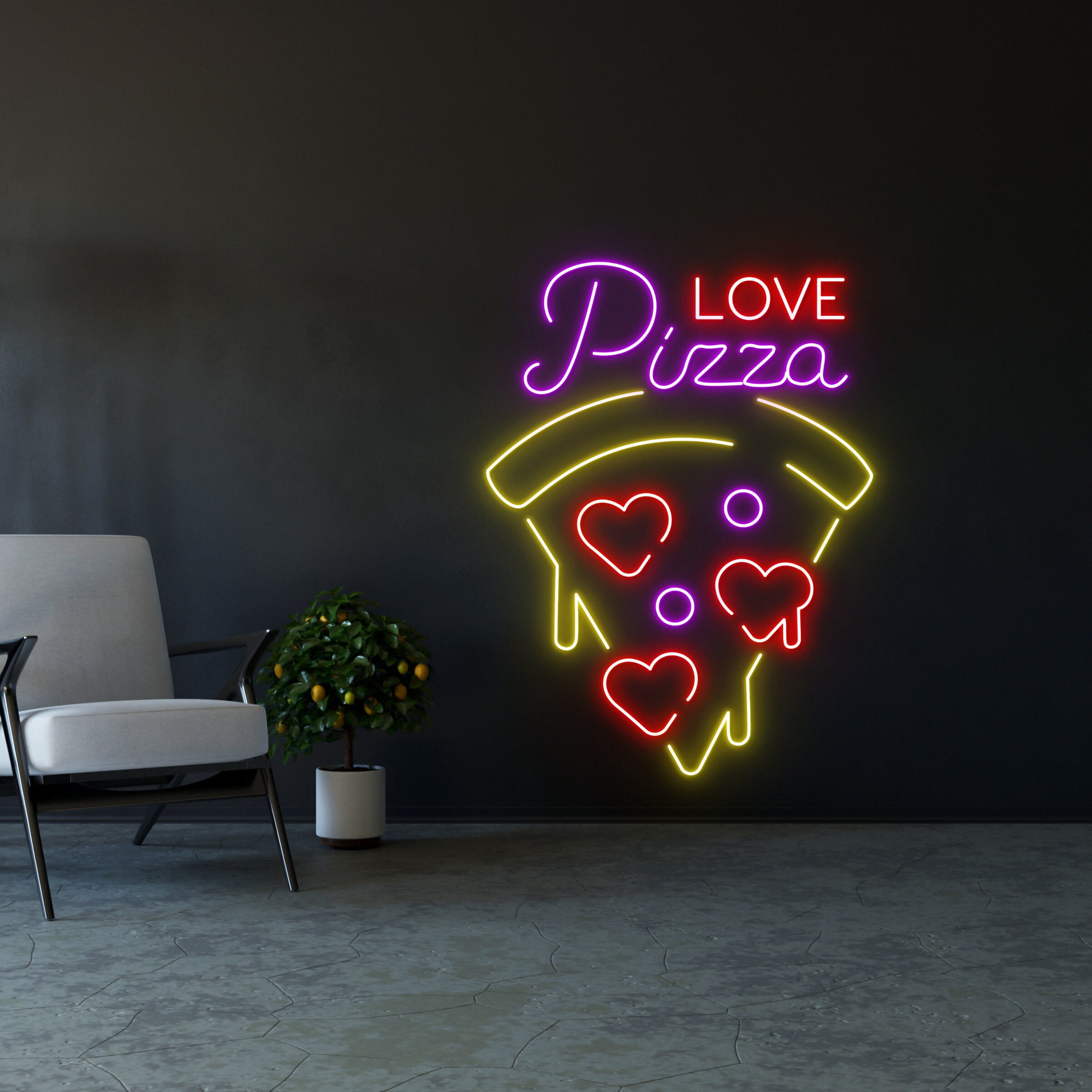 Handmadetneonsign Love Pizza Led Sign, Love Pizza Led Lights, Pizza ...