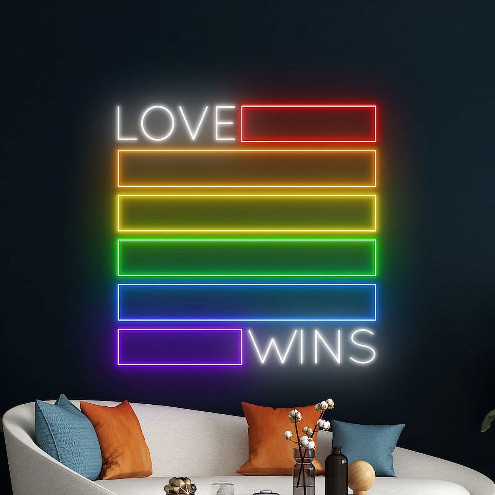 Handmadetneonsign Love Wins LGBT Flag Neon Sign, LGBT Pride Wall Art ...