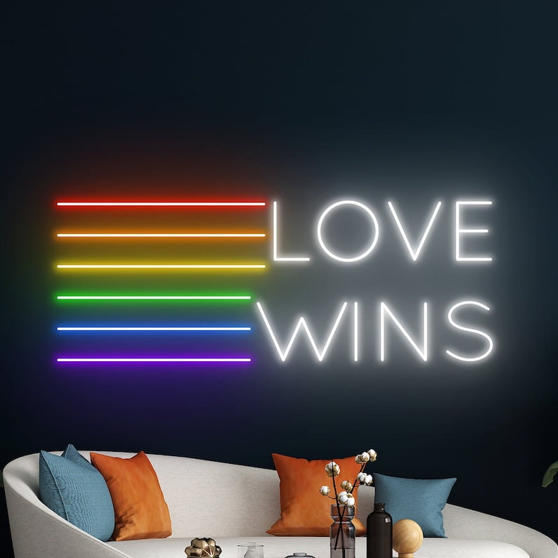 Handmadetneonsign Love Wins LGBT Neon Sign, LGBT Pride Wall Art Decor ...