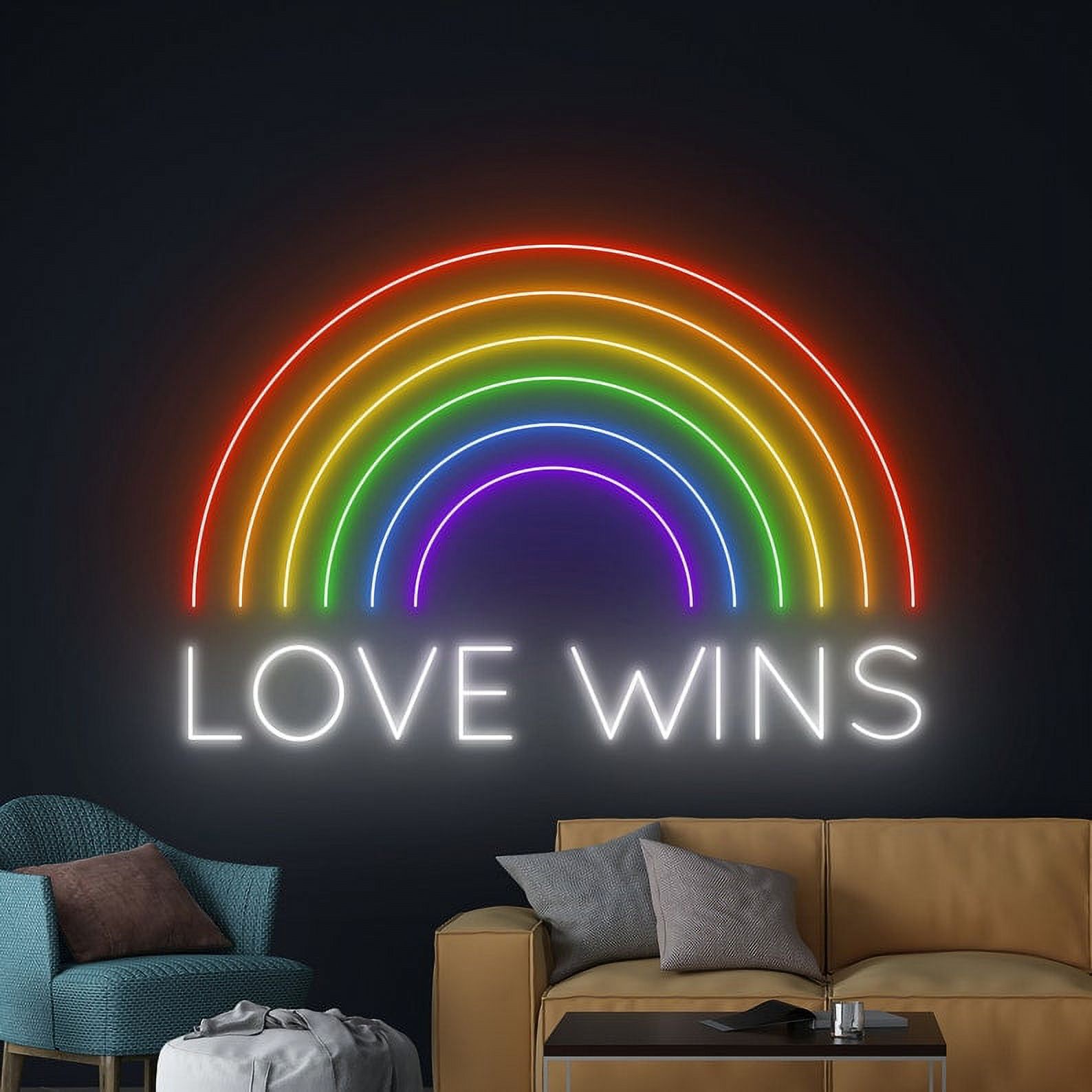 Handmadetneonsign Love Wins LGBT Neon Sign, Love Wins Flag Neon Led ...