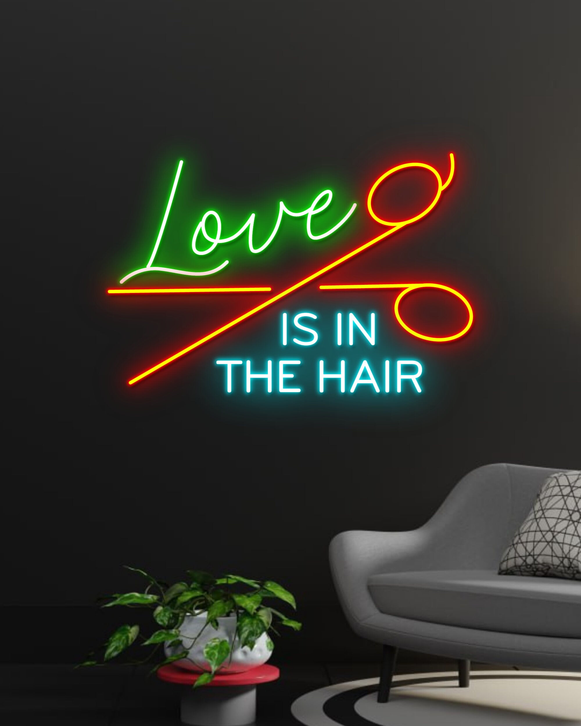 Handmadetneonsign Love is in the Hair, Led Neon Sign, Hair Salons Decor ...