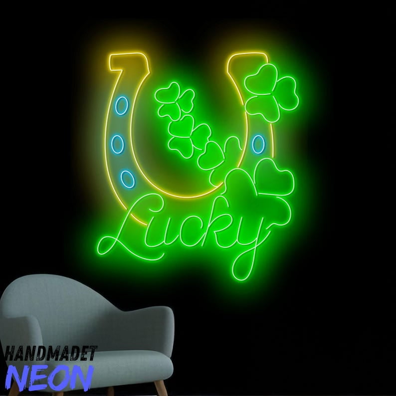 Handmadetneonsign Lucky Shamrock Neon Sign, 3 Leaf Clover Led Light ...