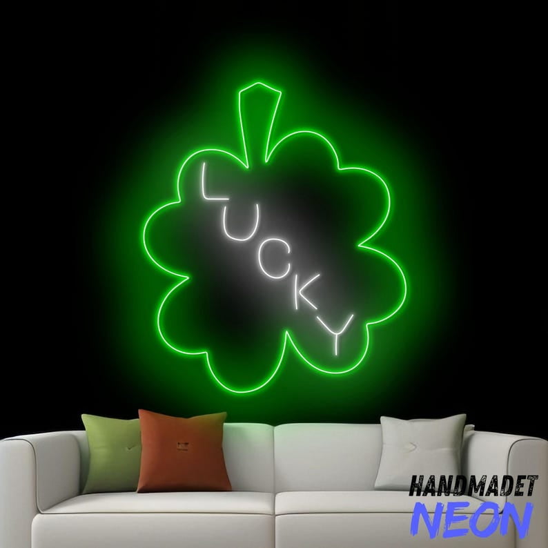 Handmadetneonsign Lucky Shamrock Neon Sign, Happy St. Patrick's day Led ...