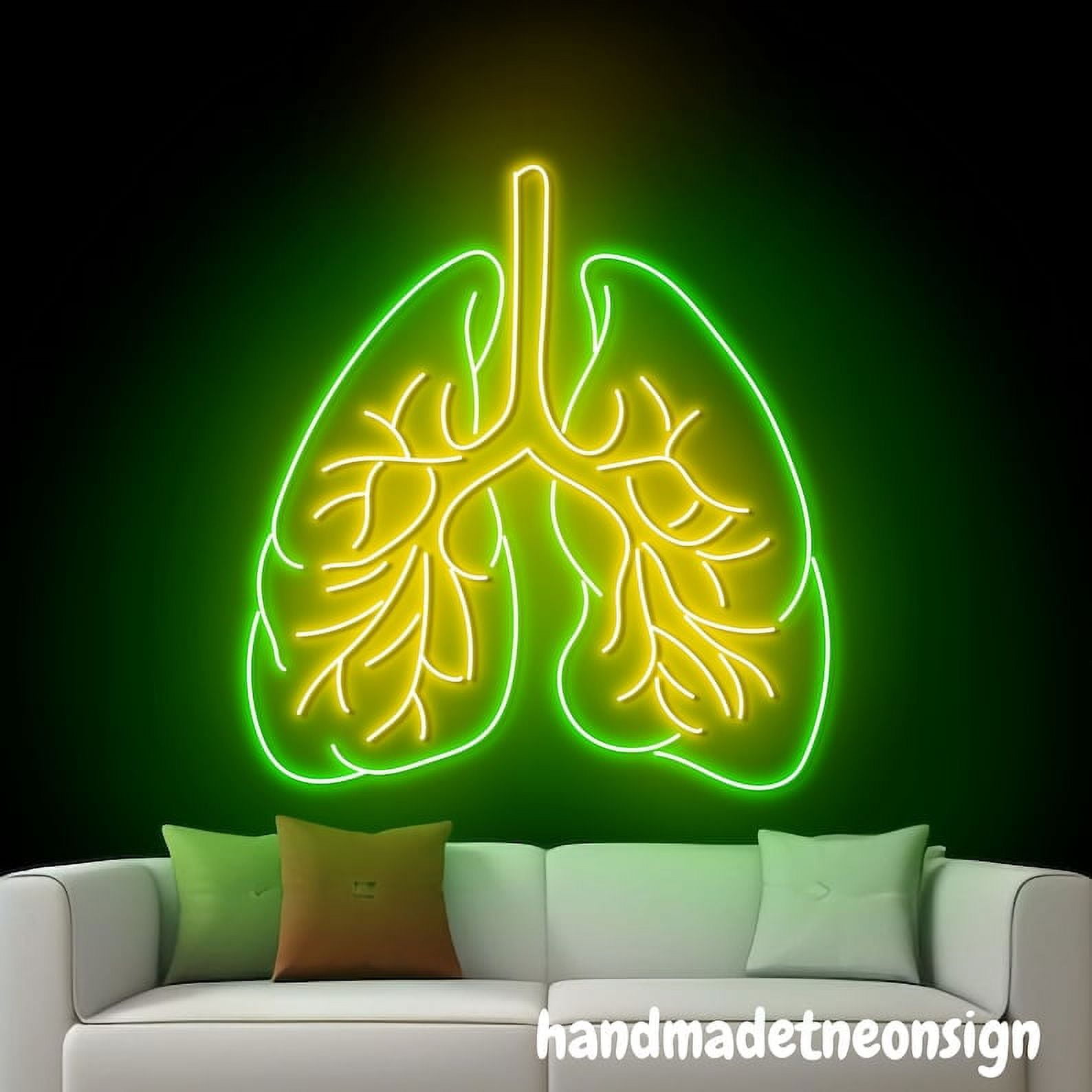 Handmadetneonsign Lungs Neon Sign, Lungs Wall Art Decor, Human Organs ...