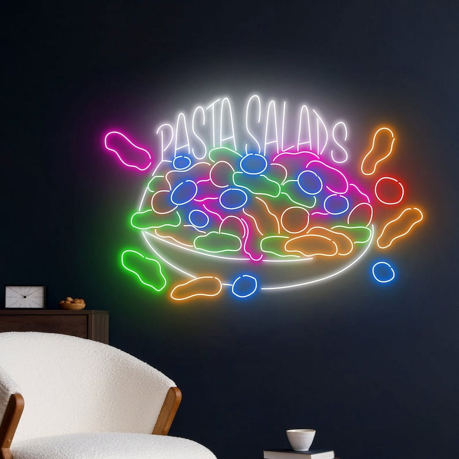 Handmadetneonsign Macaroni Pasta Salads Neon Sign, Italian Noodles Led ...