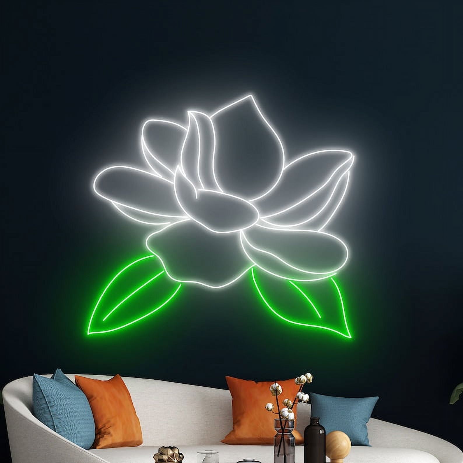 Handmadetneonsign Magnolia Flower Neon Sign, Magnolia Flower Art Decor ...