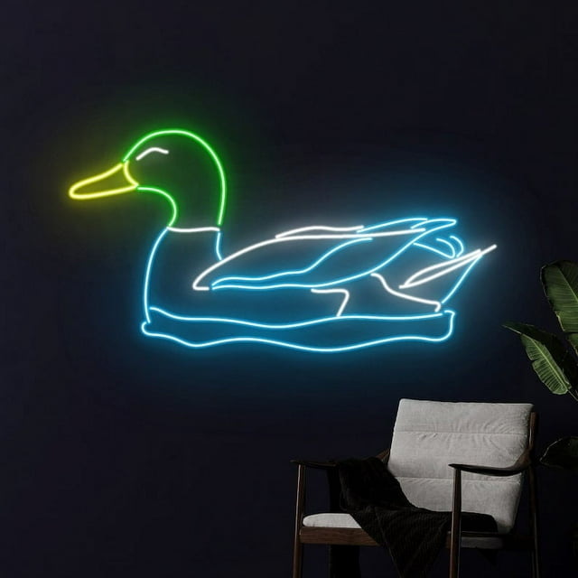 Handmadetneonsign Mallard Duck Neon Light, Duck Swimming Led Light ...
