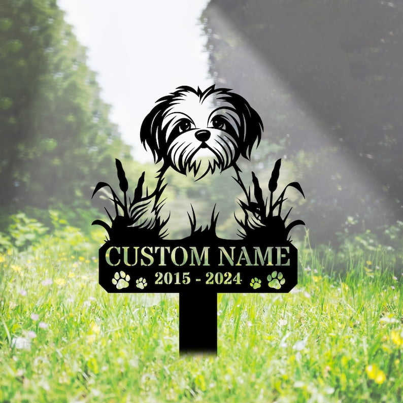Handmadetneonsign Maltese Dog Memorial Metal With Stake, Maltese Metal ...