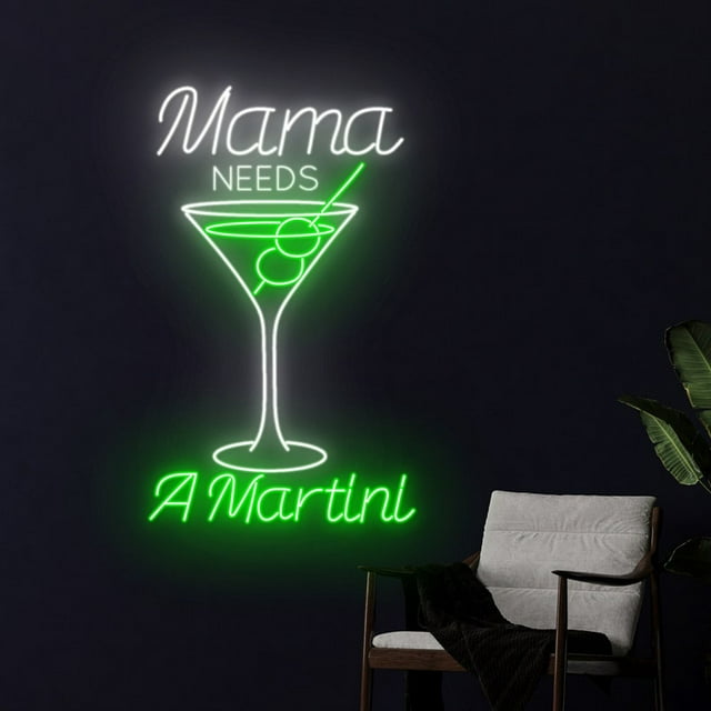Handmadetneonsign Mama Needs A Martini Led Sign, Martini Neon Light ...
