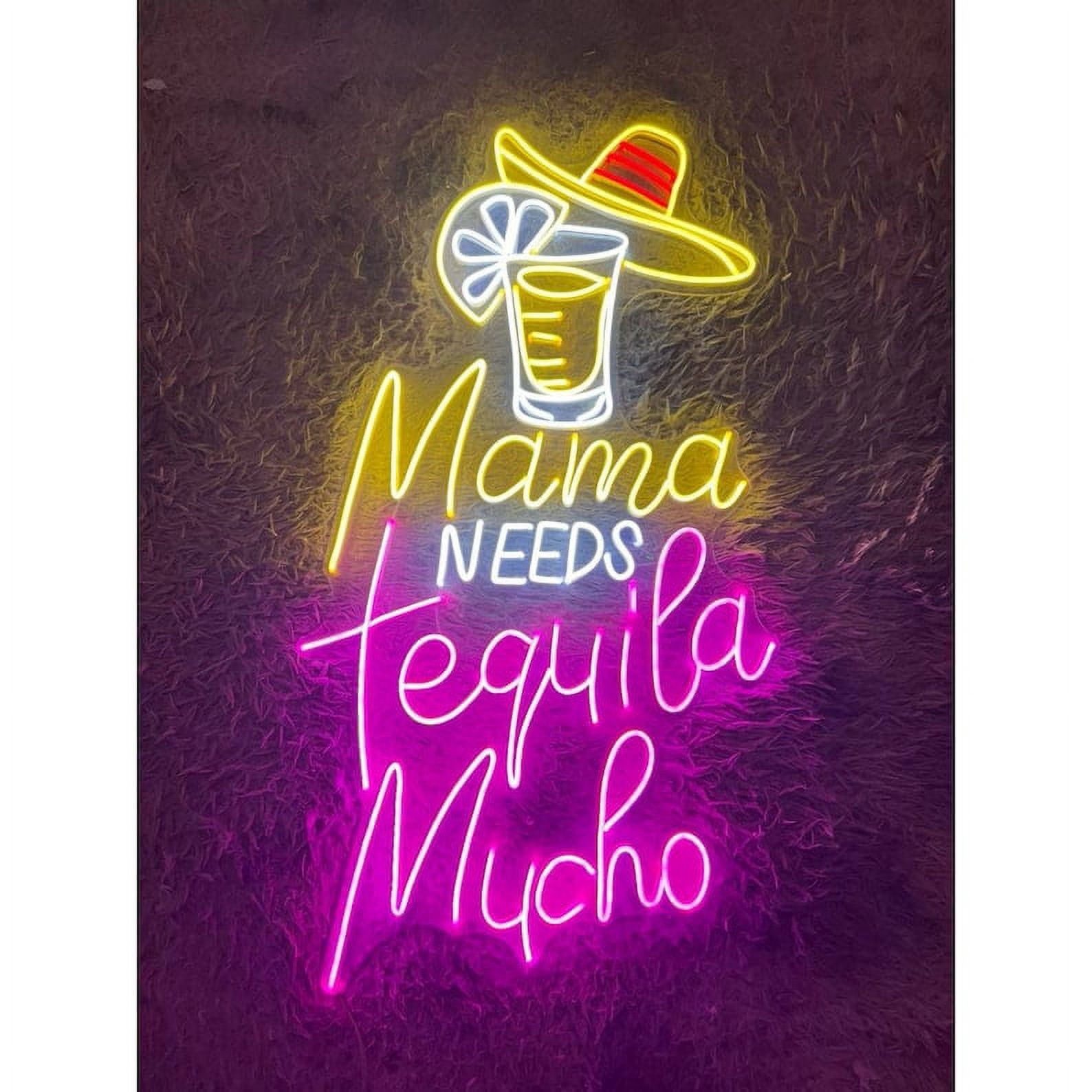 Handmadetneonsign Mama Needs Tequila Mucho Wall Art, Tequila Wall Decor ...