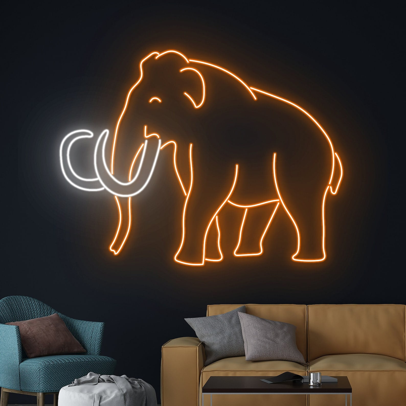 Handmadetneonsign Mammoth Neon Sign, Mammoth Animal Wall Art Decor ...