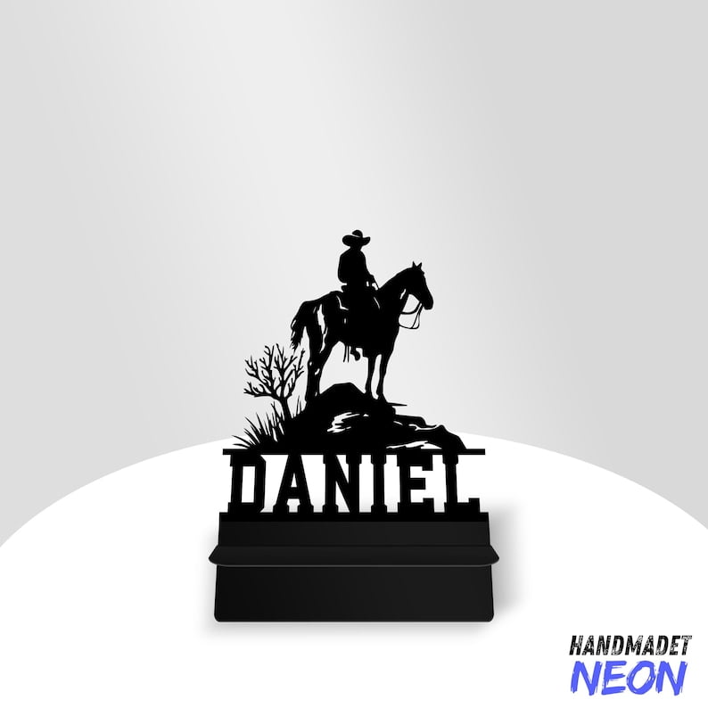 Handmadetneonsign Man Cowboy Phone Stand, Cowboy Metal Cell Phone Desk ...