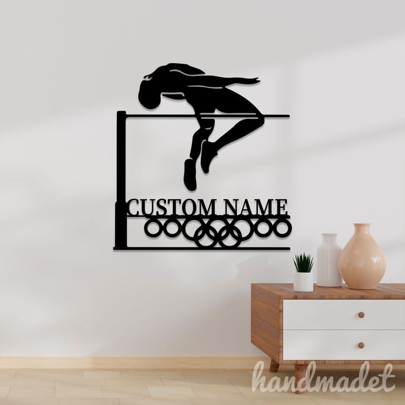 Handmadetneonsign Man High Jump Medal Hanger Metal Wall Art Light, High ...