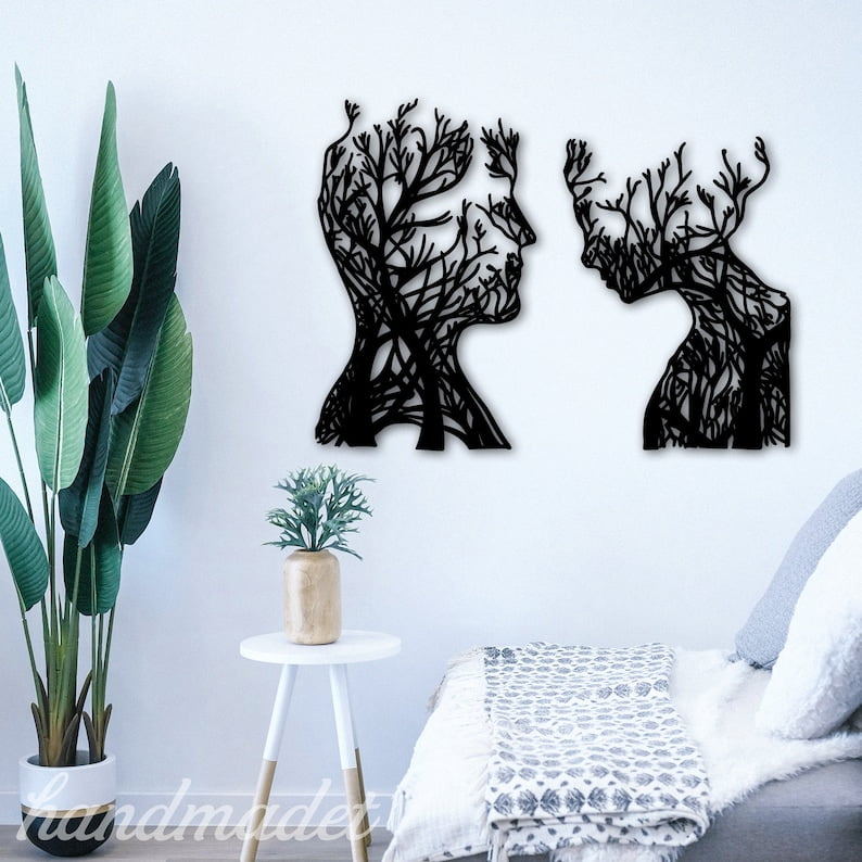 Handmadetneonsign Man and Woman Wall Art, Man Woman Tree Wall Decor ...