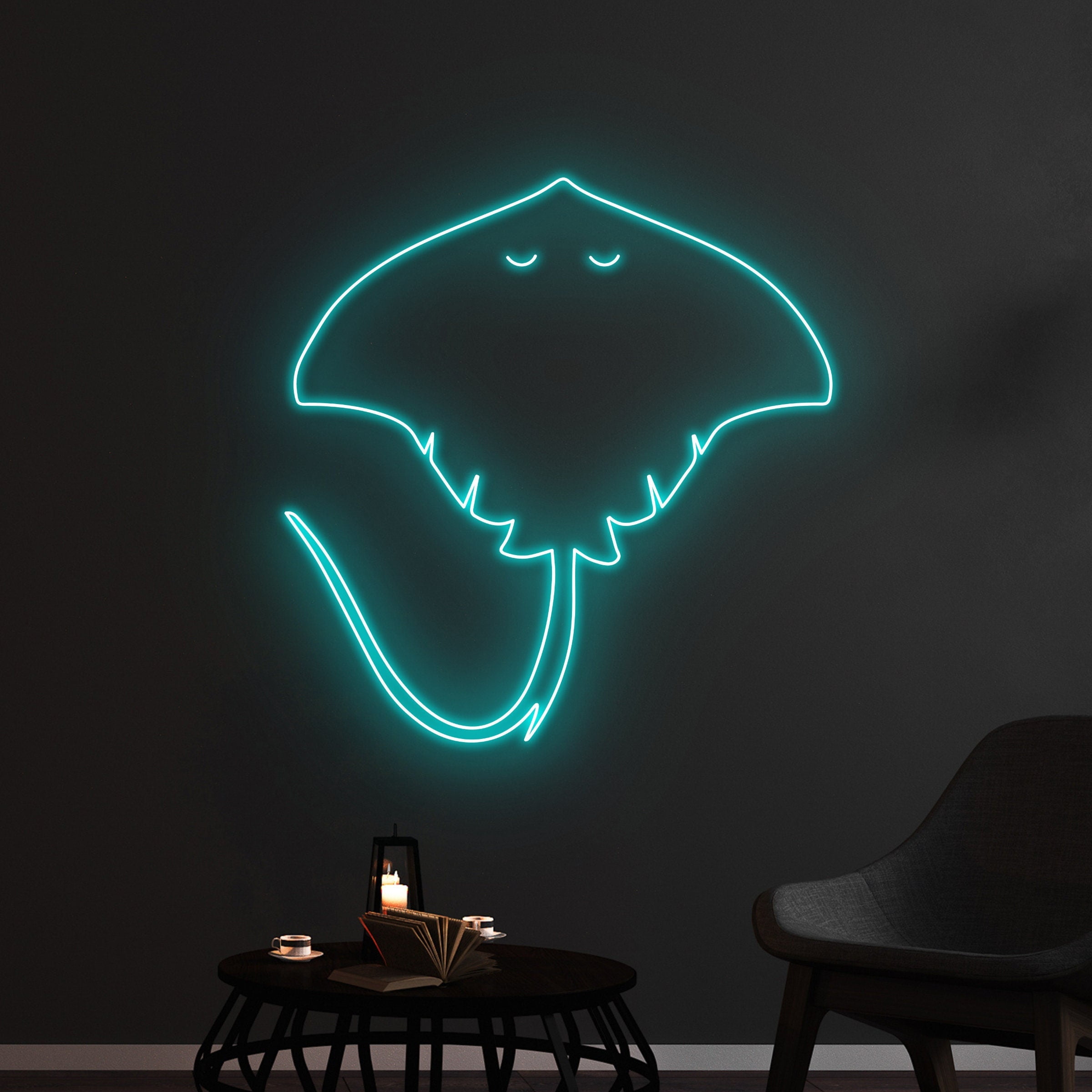 Handmadetneonsign Manta Ray Fish Led Sign, Manta Ray Fish Neon Sign ...