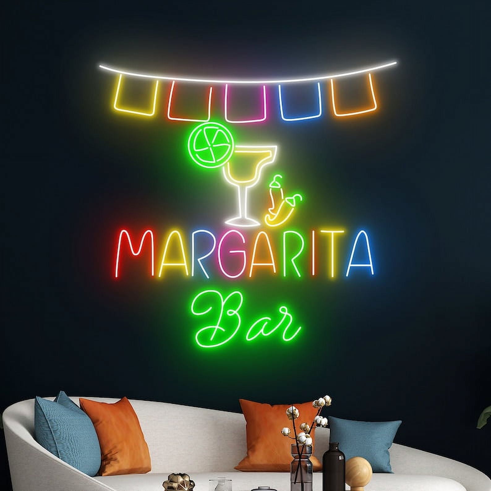 Handmadetneonsign Margarita Bar Neon Sign Margarita Led Light Cocktail Neon Light Bar Pub