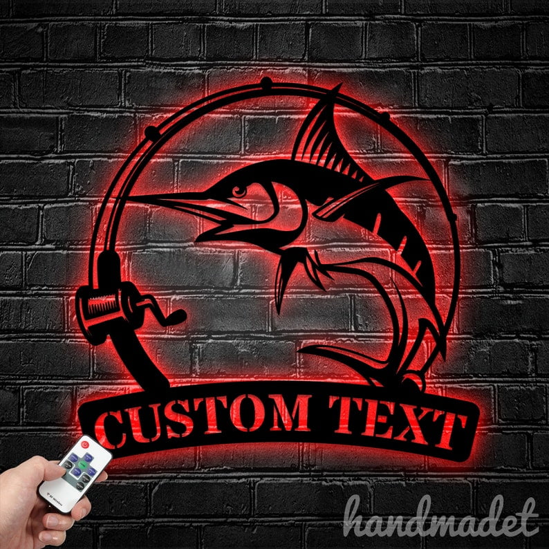 Handmadetneonsign Marlin Fish Metal Wall Art Light, Fish Metal Sign ...