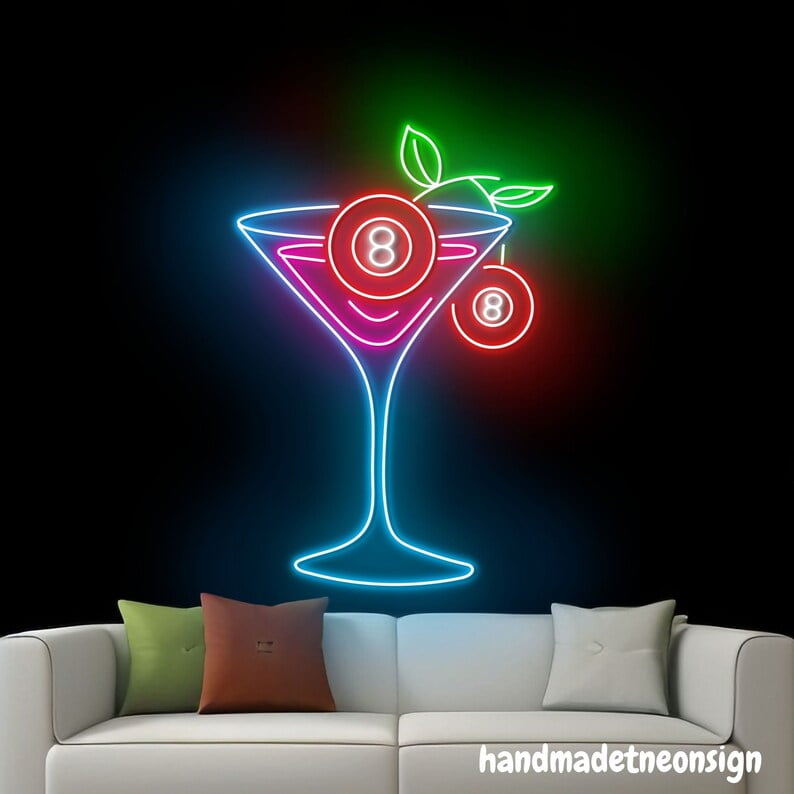 Handmadetneonsign Martini Cocktail Neon Sign, Liquor Wall Art Decor ...