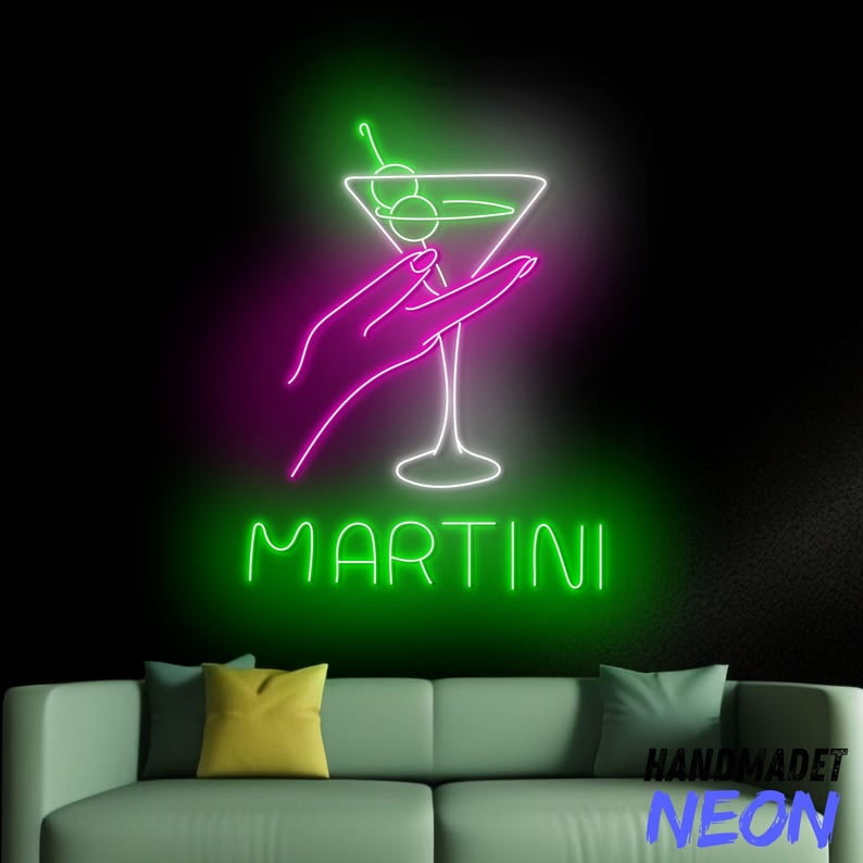 Handmadetneonsign Martini Hand Neon Sign, Martini Cocktail Led Sign ...