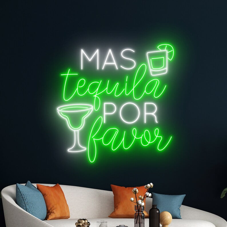 Handmadetneonsign Mas Tequila Por Favor Led Sign, Custom Quote Tequila ...