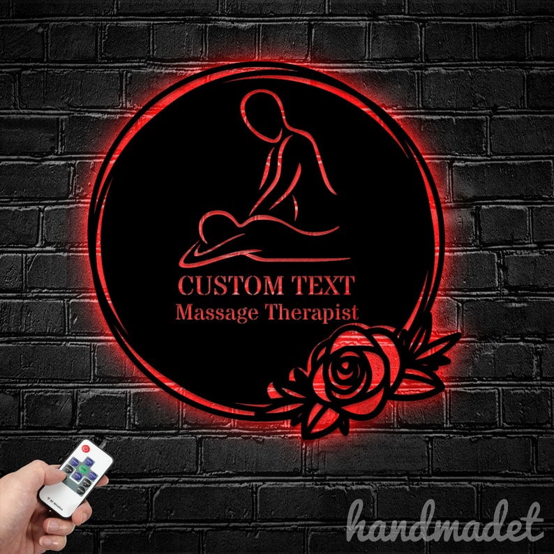 Handmadetneonsign Massage Therapist Metal Wall Art Light, Therapist ...