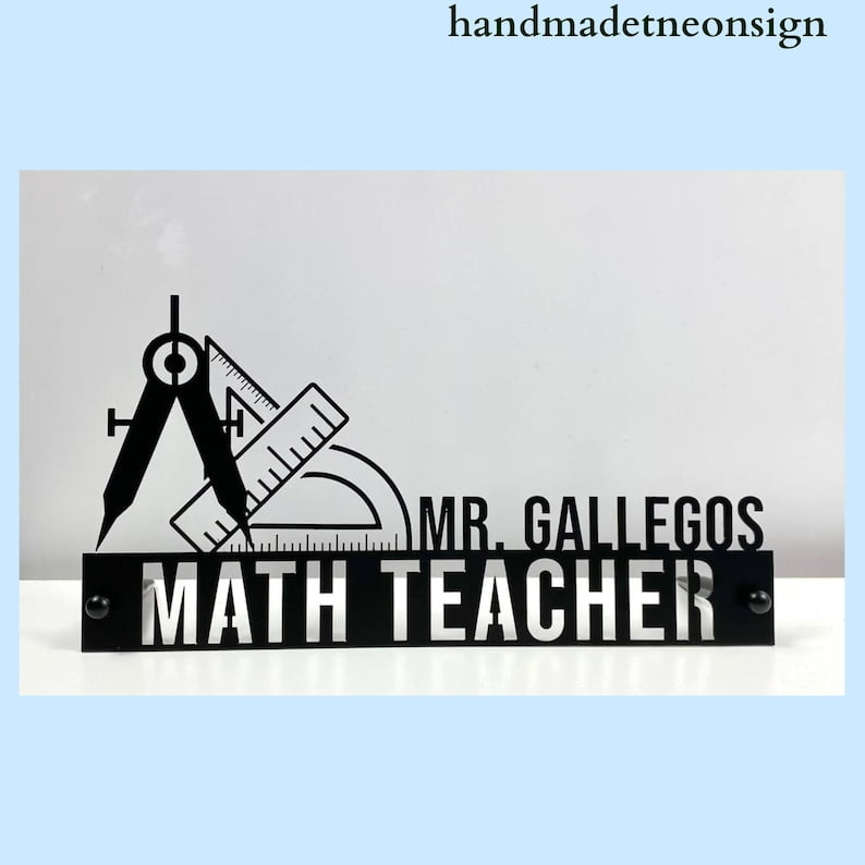 Handmadetneonsign Math Teacher Metal Nameplate, University Desk ...