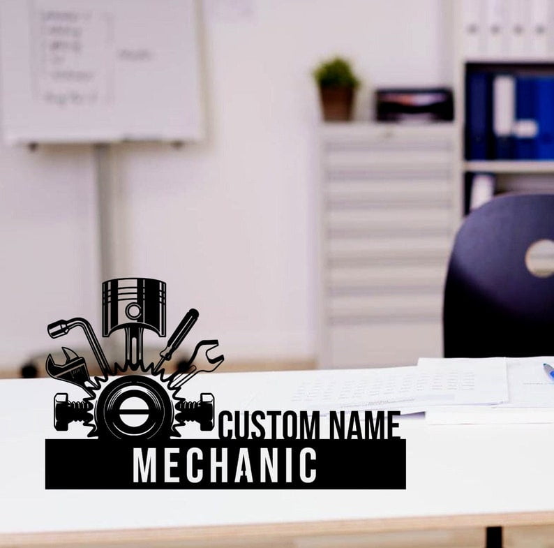 Handmadetneonsign Mechanic Metal Nameplate, Mechanic Desk Nameplate ...